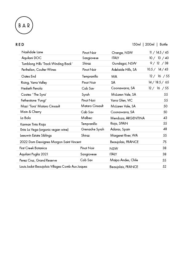 Menu – Good Grace Restaurant